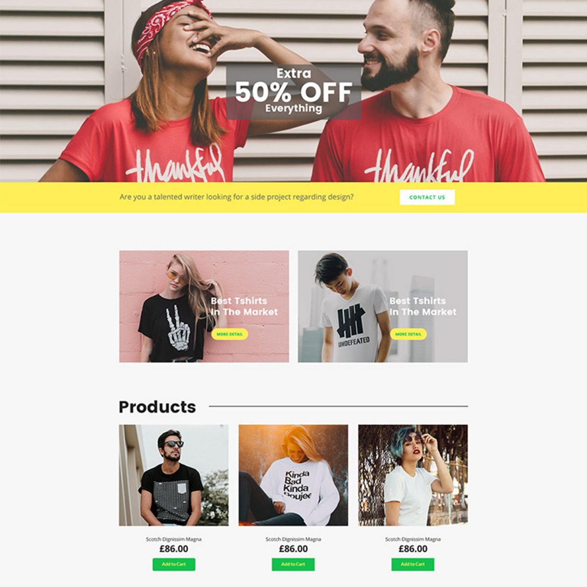 Giveaway: Get This Free T-shirt Shop PSD Webpage Template - Artbees